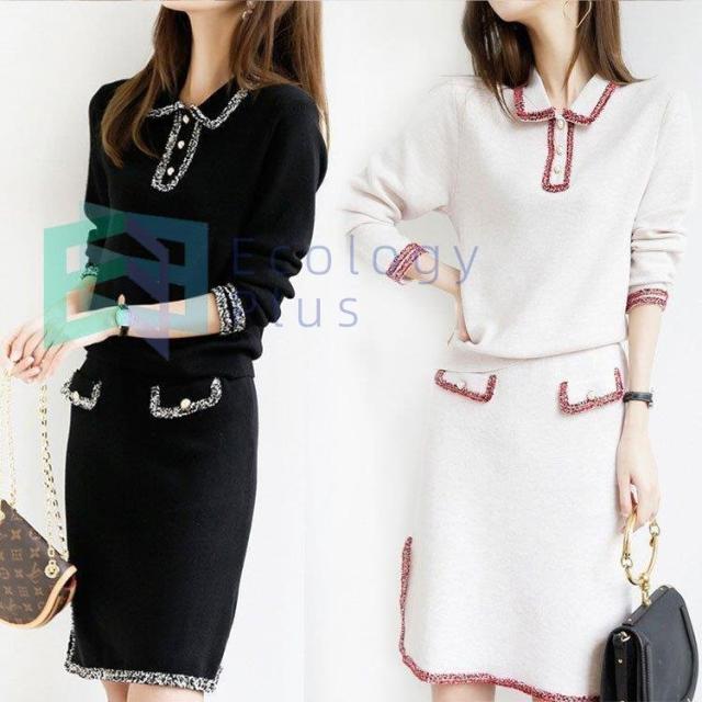 ニットワンピース セットアップ レディース 40代 秋冬 ニット タイトスカートセットアップ 膝丈 きれいめ 長袖セーター 通勤 着痩せ オシャレ