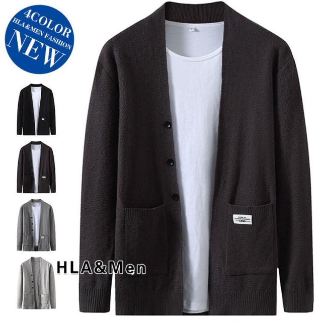 ニットジャケット メンズ 薄手 無地 はおり カーディガン Vネック ニットカーディガン 紳士服 通勤 お兄系