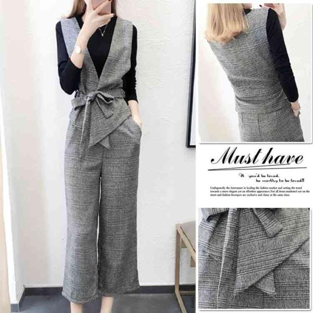 セットアップ 2点セットチェック レディース 楽ちん トップス ボトムス おしゃれ 可愛い 秋冬新作 S/M/L/XL