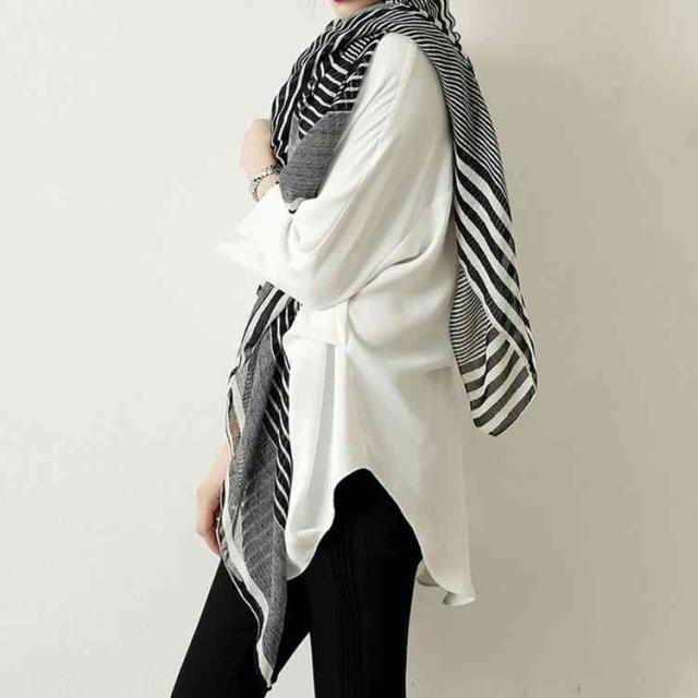 ロングブラウス レディース 七分袖 ウエストドレープタック vネック 襟