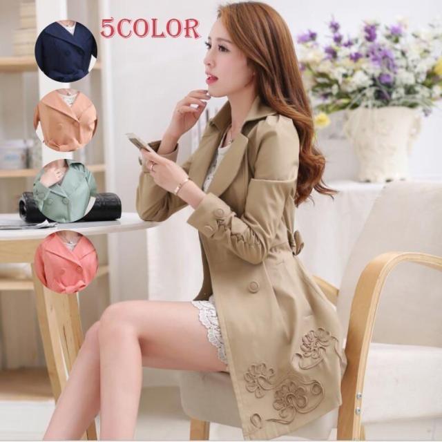 トレンチコート レディース 秋 ロング コート アウター ダブルブレスト 通勤 スリム OL ロング丈 お洒落 大きいサイズ スプリングコート ミドル丈 ベルト付き