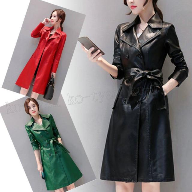 トレンチコート 革コート レザーコートレディース アウター オフィス レザーコート レディース トップス レディースコート キレイめ 個性的