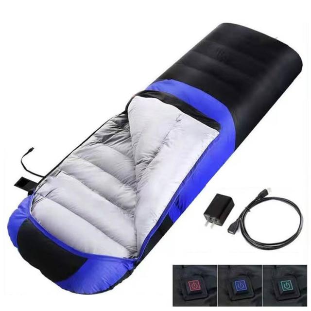 車中泊 シュラフ 防水 封筒型 軽量 冬用 登山 電気 ねぶくろ 保温 電熱