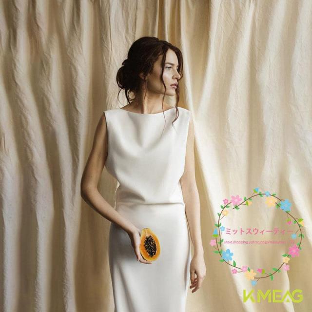 ウェディングドレス 二次会 ウエディングドレス 花嫁ドレス パーティー スレンダーライン 前撮り 披露宴 挙式 イブニングドレス パーティードレス 30代 40代