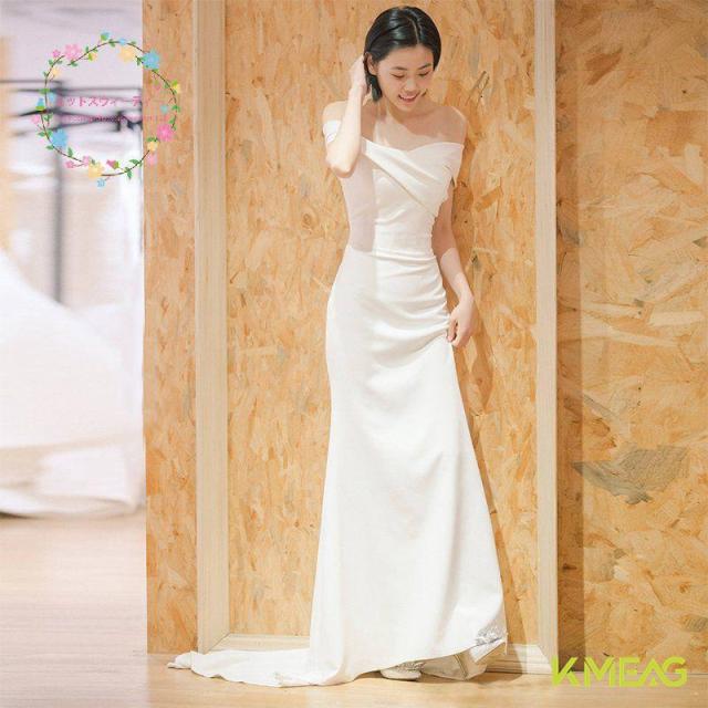 安い 白 マーメイドドレス二次会 ウェディングドレス 結婚式 ブライダル フォーマルドレス演奏会 パーティー披露宴 シンプル ロングドレス花嫁 発表会 お呼ばれ