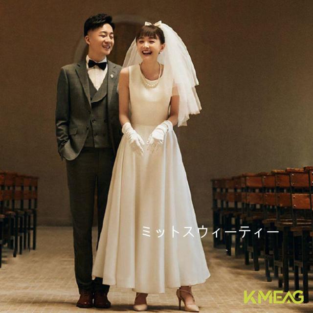 ウエディングドレス 花嫁 ウェディングドレス 結婚式 披露宴 二次会 ブライダルドレス シンプル 海外挙式 ブライダル 撮影 リゾートウェディング サテンドレス