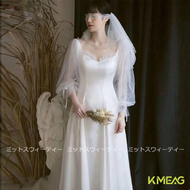 ウェディングドレス 二次会 花嫁 白 Aラインドレス 海外挙式 パーティードレス 披露宴 ブライダル 結婚式 ロングドレス 演奏会 エレガント 上品 大きいサイズ