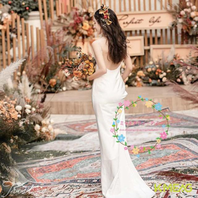 ウェディングドレス マーメイドライン ロングドレス お呼ばれ カクテルドレス イブニングドレス ウエディングドレス 二次会 パーティードレス バックレス 上品