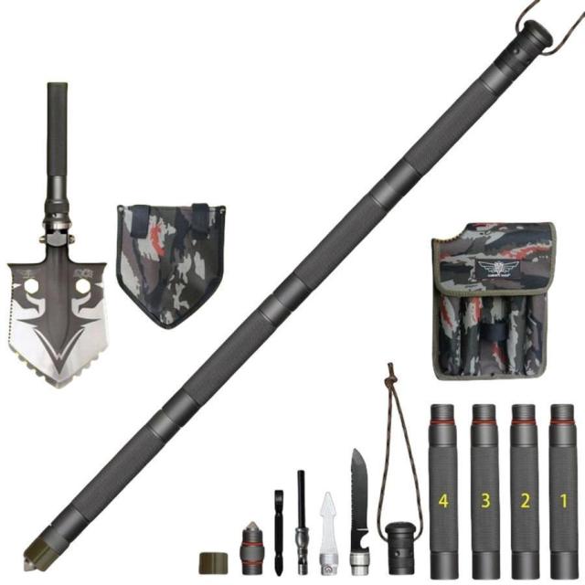 アルミ合金トレッキングポール、伸縮式ステッキ、多機能護身棒、登山折りたたみタクティカルステッキ、N機能を備えた荒野サバイバルツール、高強度、錆びない