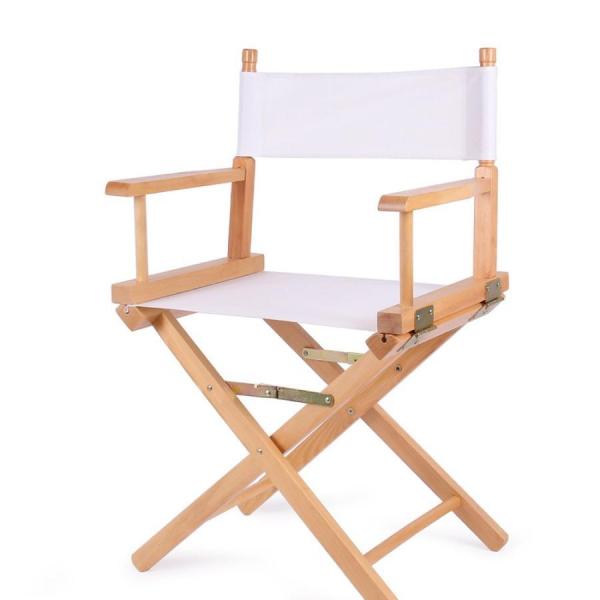 ディレクターズチェア屋外レジャーポータブル折りたたみチェアソリッドウッドキャンバスコンピュータチェア背もたれメイクアップチェア釣りチェア (色 : 白)