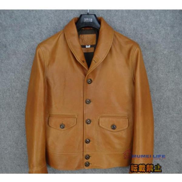 シープスキン 復刻20's A-1タイプ コサックジャケット キャメルブラウン サイズ選択可 株式会社S＆Lタンニンなめし 染料仕上げ オイルレザー ラム 羊革