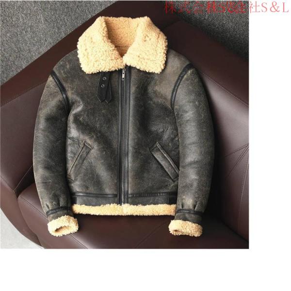 レザージャケット 革ジャケット メンズ 羊革 ウールボア ムートン革ジャン 株式会社S＆L 本革ジャンバー 冬用暖かい裏起毛