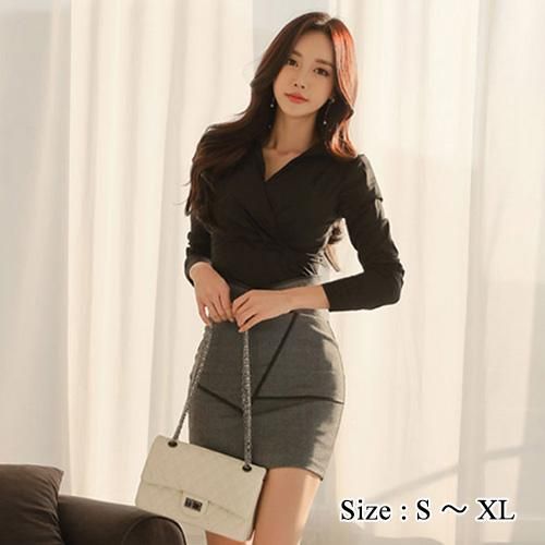 【グラシア】 キャバ ドレス キャバドレス ワンピース ミニドレス カシュクール クール セットアップ タイト 大人 ブラック S M L XL