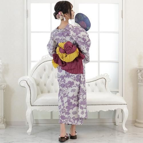 【グラシア】 浴衣 兵児帯 鼻緒下駄 3点セット はかなさが恋しい薄紫のアネモネ浴衣 パープル フリーサイズ グラシア】 浴衣 兵児帯 鼻緒下駄 3点セット はかなさが恋しい薄紫の