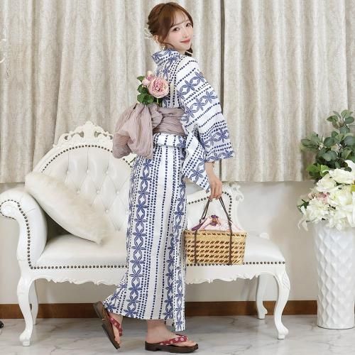 グラシア】 浴衣 兵児帯 鼻緒下駄 3点セット 清楚な美しさが引き立つ花柄