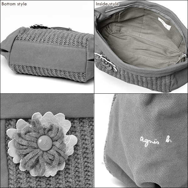 agnes b(アニエスべー) ニット切り替え★ショルダーバッグ 斜めがけ SALE