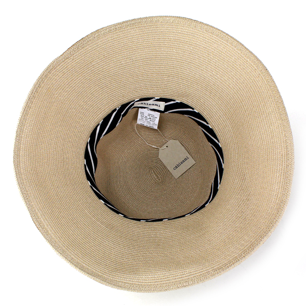 ハット レディース ファッションアイテム リボンコサージュ付 麻ブレードハット cableami ベージュ ハット レディース ファッションアイテム リボンコサージュ付 麻