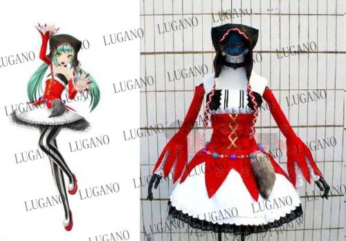 DK2484 VOCALOID ボカロ 初音ミク Project DIVA- f キャットフード 風 スプレ衣装  ストキング付き