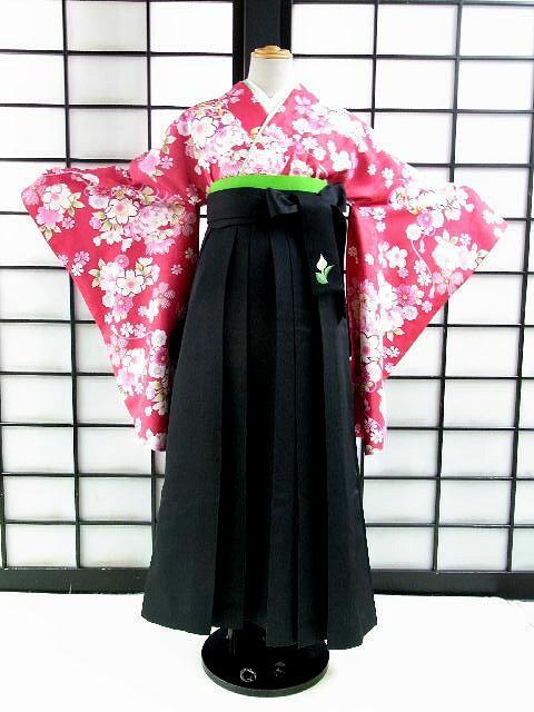 【期間限定特別価格】 往復送料無料/全部揃って安心/フルセット★卒業式袴レンタルセット★朱赤地に桜柄no21