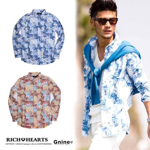 RICH HEARTS（リッチハーツ）花柄 アロハ柄 総柄シャツ BITTER コットンシャツ