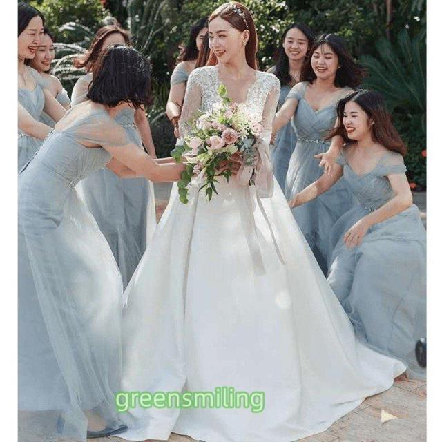 ウエディングドレス 安い 白 ウェディングドレス ロングドレス 結婚式 花嫁 ブライダル aライン 二次会 パーティードレス 演奏会 フォーマルドレス 袖あり