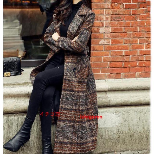 チェスターコート レディース 秋冬 40代 50代 ロング丈ラシャコート 秋冬アウター 韓国風 アウター 通勤 着痩せ オシャレ ゆったり チェック柄コート 大人