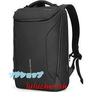 バックパック完全防水ビジネスリュックメンズ用30L大容量盗難防止ラップトップバッグ17インチパソコン対応黒