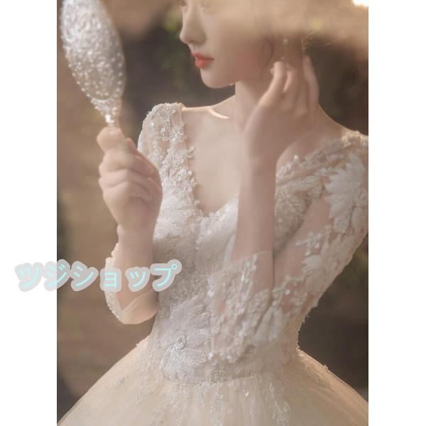 ウエディングドレス 長袖 結婚式 二次会 ウェディングドレス ボレロ 安い プリンセス エンパイア 花嫁 ドレス 披露宴 ロングドレス ブライダル