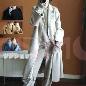 上品ロングコート　ウール100% リバーコート　ダブルフェイスコート　一枚仕立て　でかポケット付き　防寒　大人 冬　SからXＬ 大人　 XS S M L