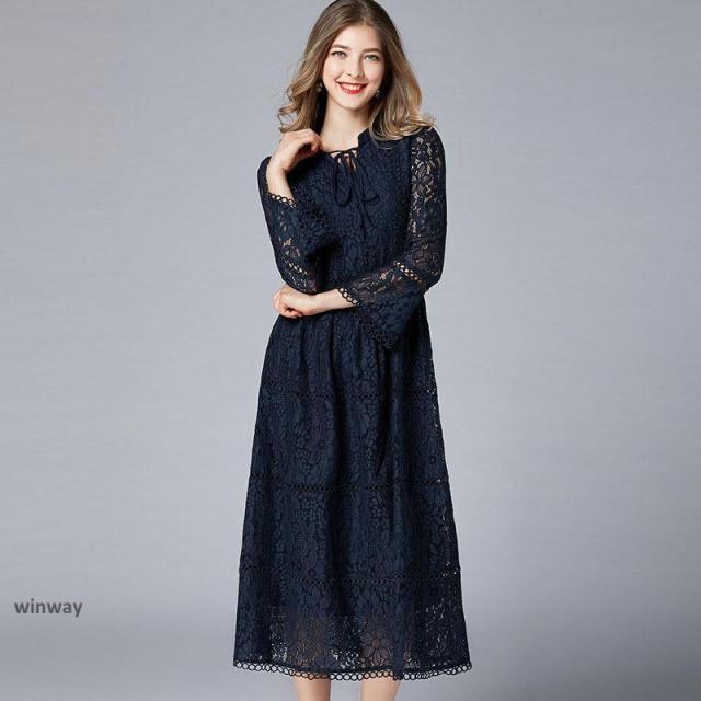 ワンピース レディース ドレス パーティードレス 結婚式 大きいサイズ 長袖 ロング丈 冬 春 夏 秋 フォーマルドレス レース おしゃれ 20代 30代 40代 50代