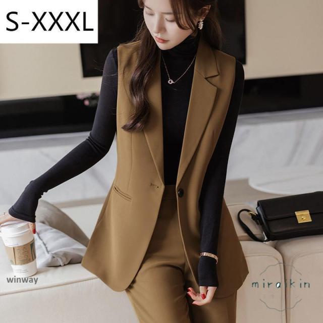 ベストスーツ パンツスーツ レディース 春コーデ 夏服 ベスト デーパードパンツ ビジネス フォーマル 面接 上品感 リクルート OL 30代40代50代 通勤 オシャレ