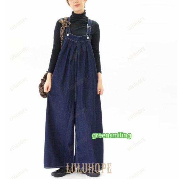 サロペットデニム レディース パンツ オールインワン サロペット 大きいサイズ ロング丈 サロペットパンツ オーバーオール ゆったり 春夏秋 ゆったり 大人可愛い