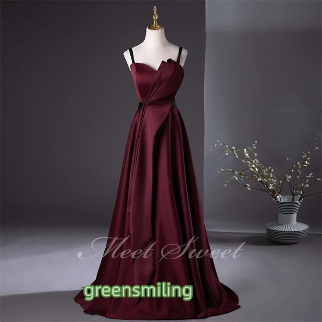 カラードレス Aラインドレス 袖なし ワインレッド 赤 編み上げ ロングドレス ウェディングドレス 結婚式 二次会 花嫁 前撮り 演奏会 発表会 ステージ衣装