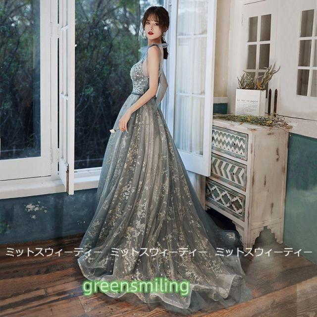 カラードレス パーティードレス 演奏会 トレーン 二次会 ロングドレス 発表会 カクテルドレス 披露宴 イブニングドレス Aラインドレス 音楽会 ゲストドレス