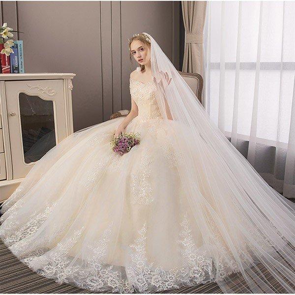 ウェディングドレス ウエディングドレス 白　袖あり 格安 レース 結婚式 花嫁 二次会 パーティードレス ロングドレス ブライダル 披露宴 大きいサイズ
