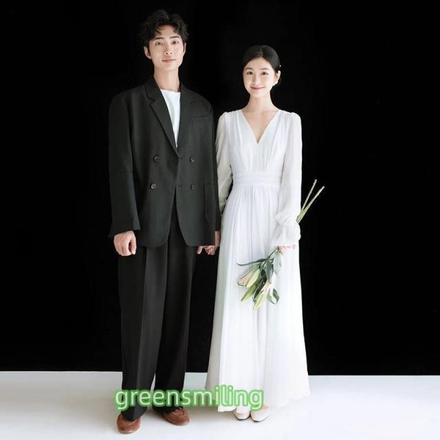 ウェディングドレス ウエディングドレス 二次会 結婚式 前撮り ブライダル ロングドレス 花嫁 スレンダードレス スレンダーライン 白 長袖 Vネック ファスナー