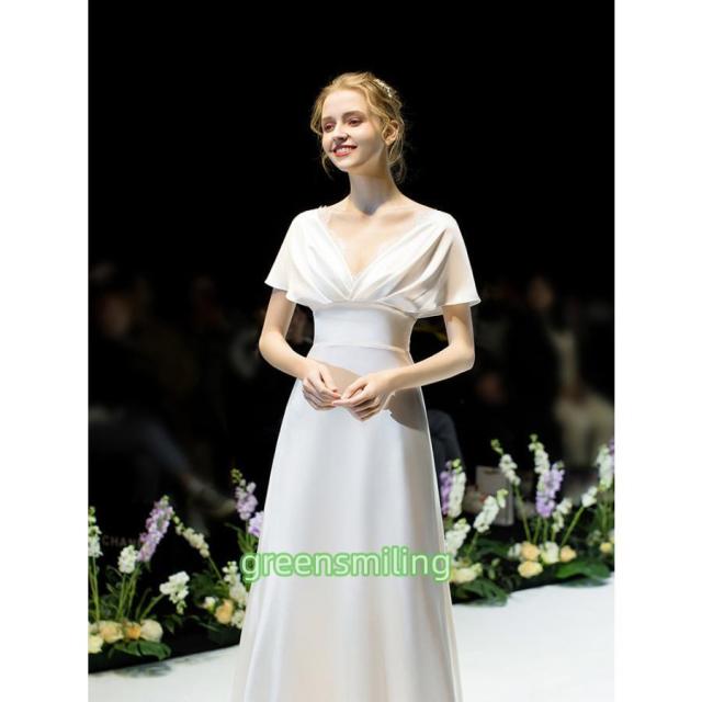 ウェディングドレス 白 二次会 花嫁 カラードレス ギリシャ風 ワンピース ロングドレス 結婚式 Aライン 大 可愛い きれいめ おしゃれ ビーチフォト