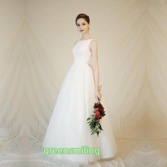 ウェディングドレス ウエディングドレス 二次会 2.5次会 結婚式 披露宴 前撮り 後撮り ブライダル ロングドレス 花嫁 Aラインドレス チュール 白 ノースリーブ