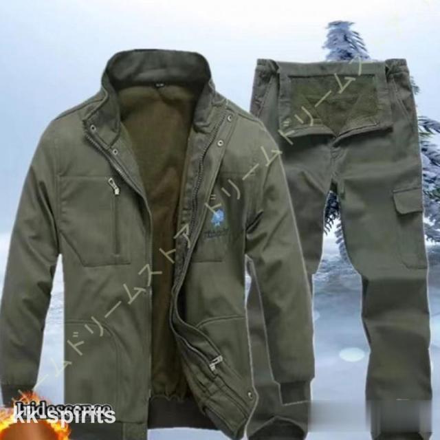 アウトドアジャケット 上下セット メンズ 登山ウェア 撥水 透湿 釣り バイク ゴルフ 作業着 トレッキングパンツ 秋冬 迷彩柄