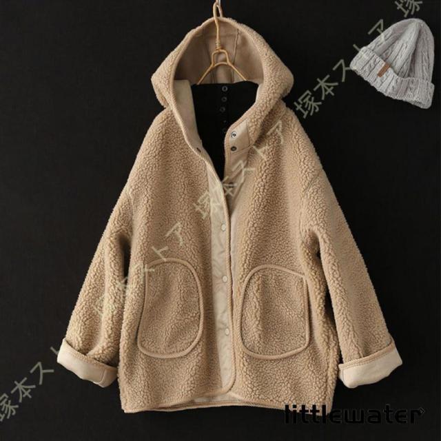 ボアブルゾン レディース ムートンコート 秋 冬 春 ボアジャケット フード付き 可愛いアウター コート ファー もこもこ 防寒 大人 ショートコート 軽い 厚手