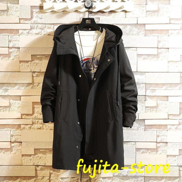 モッズコートメンズ大きいサイズロングコートフード付きジッパースプリングコート春コート秋服防風防寒2021新作秋冬