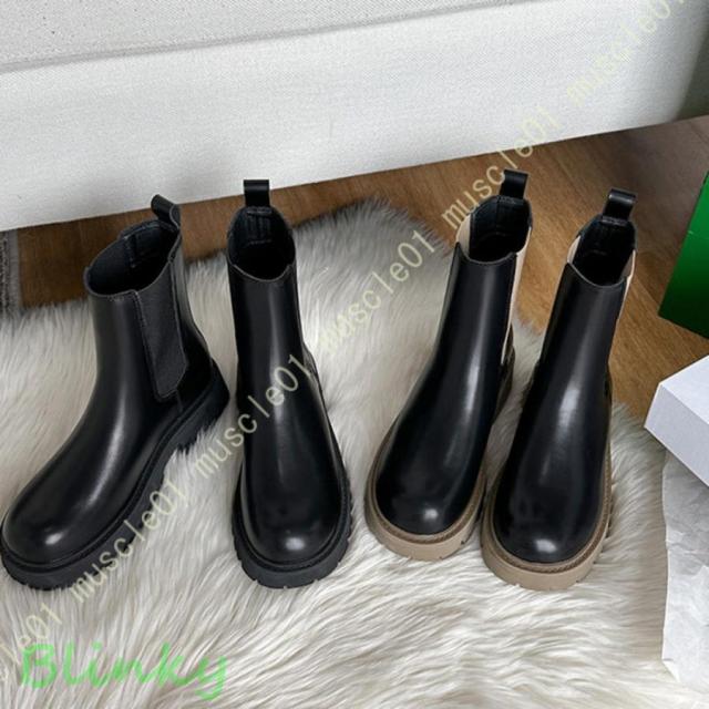 ブーツ チェルシーブーツ サイドゴア レディース ショートブーツ サイドゴア 本革 秋冬靴 厚底靴 ラウンドトゥ 身長アップ 脚長効果 冬 秋 厚底 美脚 おしゃれ