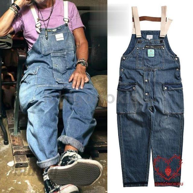 デニム サロペット オーバーオール メンズ カラーブロック ジーンズ 厚手 パンツ 作業服 マルチポケット ゆったり 作業ズボン 大きいサイズ ワークマン 作業着