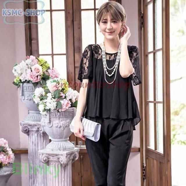 パンツドレス 結婚式 パーティードレス パンツ 大きいサイズ ドレス ワンピース パーティー 半袖