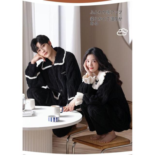 ペア パジャマ 冬 もこもこ 男女2着 セット カップル ペア ルームウェア 上下 セット ペア パジャマ カップル パジャマ 秋冬 ペア 結婚祝い プレゼント ペアパジ
