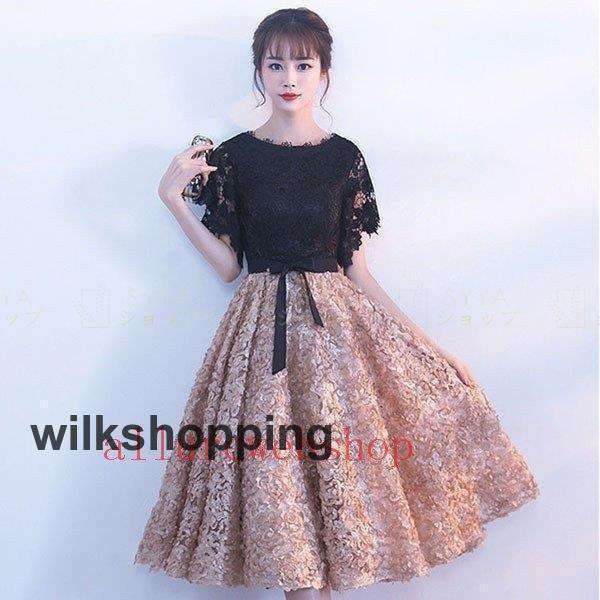 パーティードレス 結婚式 ワンピース ひざ丈 ドレス 二次会 40代 50代 フォーマル 袖あり きれいめ お呼ばれ 結婚式ドレス 披露宴 フォーマルドレス