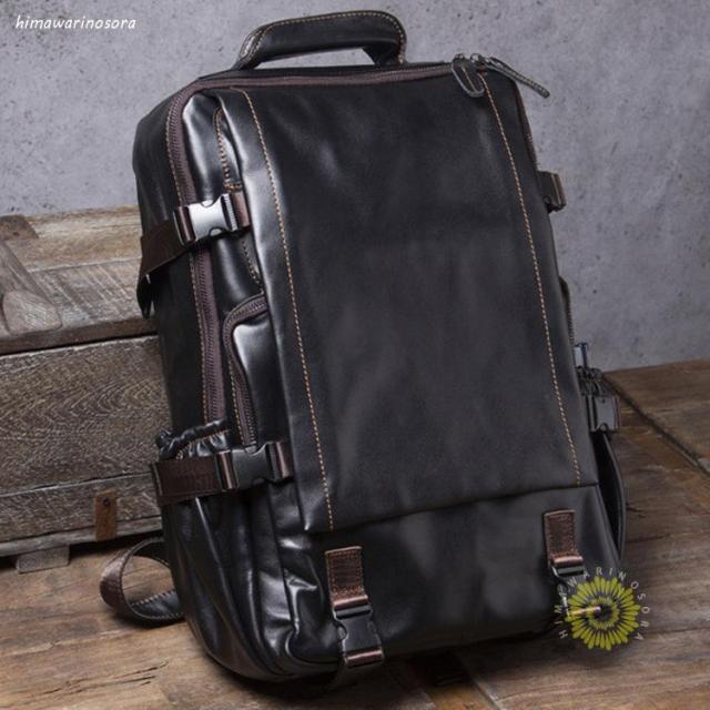 リュック メンズ リュックサック 本革 牛革 デイパック ビジネス バックパック レザー 通勤通学 旅行 出張 アウトドア 自転車鞄 カバン 男女兼用