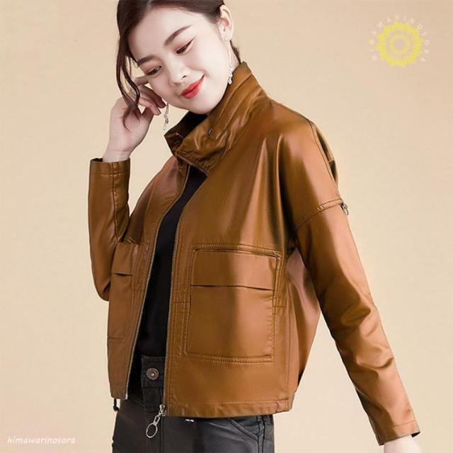 ラム革 本革 レディース革ジャン 秋冬 レザージャケット 立ち襟 大きいサイズ ライダースジャケット バイクウェア シングル 防寒防風 ロック