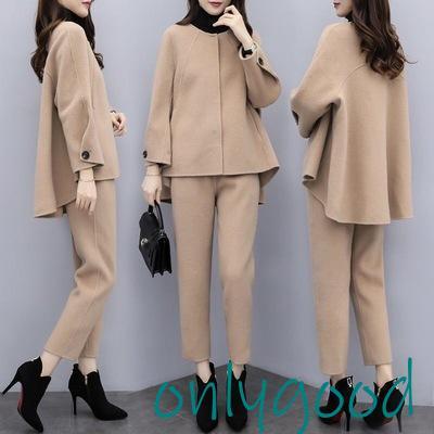 セットアップ レディース 秋冬 2点セット 秋コーデ パンツスーツ レディース ゆったり 体型カバー ジャケット 卒業式 入学式 30代 40代 50代