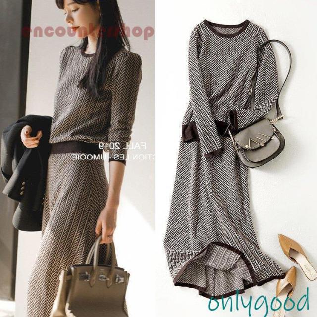 セットアップ ニットワンピース レディース 40代 秋冬 膝丈 気質 ロング丈 セーター マキシワンピース きれいめ 上品 長袖 通勤 着痩せ 結婚式ドレス 大人